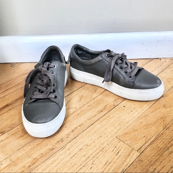 J Slides | Shoes | J Slide Gray Leather Platform Sneaker | Poshmark